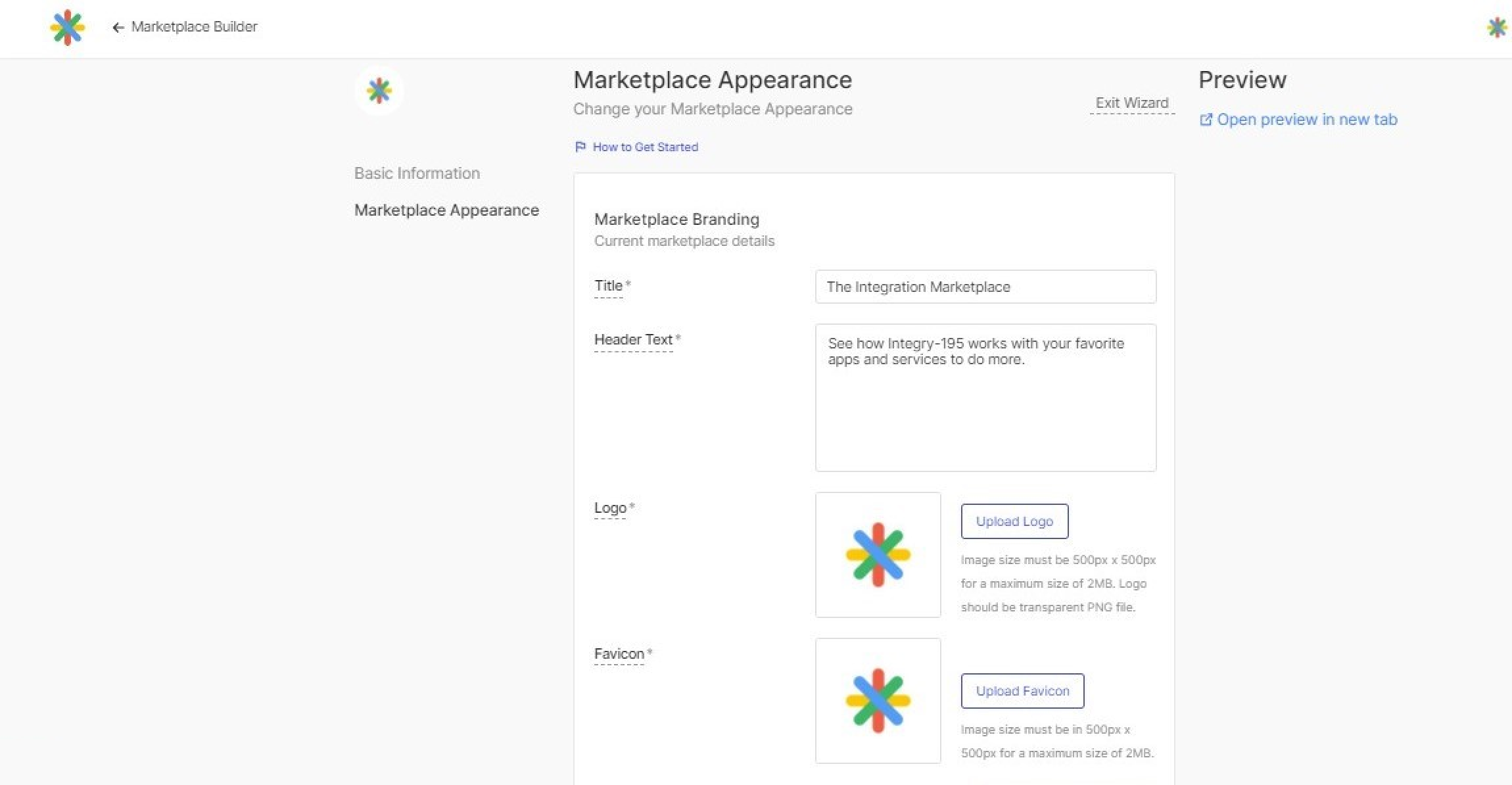 Setting Up The Marketplace Appearance Integry